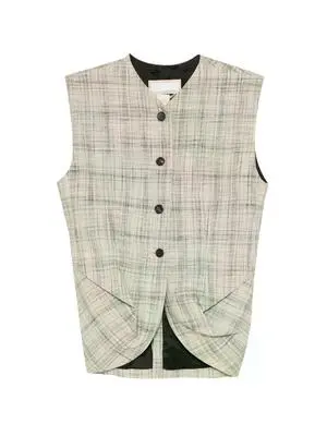 LITKOVSKA Check-pattern Draped Vest - Neutrals