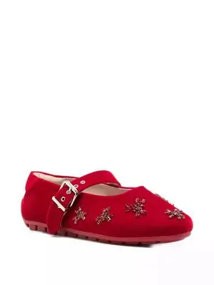 Simone Rocha Flower-embellished Ballet Flats - Red