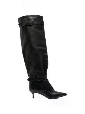 GISEL B Buckle-strap Pointed-toe Boots - Black