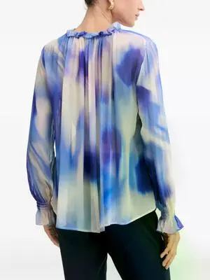 MORGAN Tie-dye Ruffled Shirt - Blue