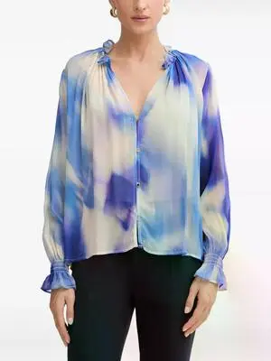 MORGAN Tie-dye Ruffled Shirt - Blue