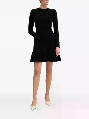 MORGAN Ribbed-knit Button-cuff Mini Dress