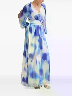 MORGAN Abstract-print Slit-sleeve Maxi Dress