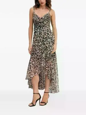 MORGAN Leopard-print Ruffled Asymmetric Dress - Neutrals
