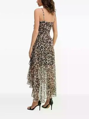 MORGAN Leopard-print Ruffled Asymmetric Dress