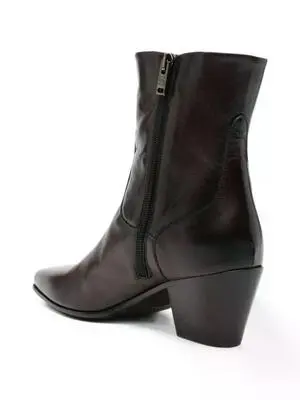 PANTANETTI Moplene Pointed-toe Leather Ankle Boots
