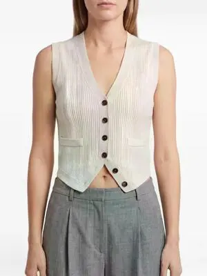 Brunello Cucinelli Ribbed-knit Cashmere Waistcoat - Neutrals