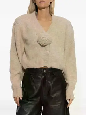 ROTATE BY BIRGER CHRISTENSEN Knit Flower Cardigan Beige