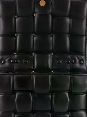 Bottega Veneta Cassette Chain Padded Maxi Intrecciato Leather Crossbody Bag - Black