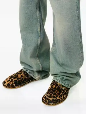 AMI Paris Leopard-printed Cowhide-leather Boat Shoes