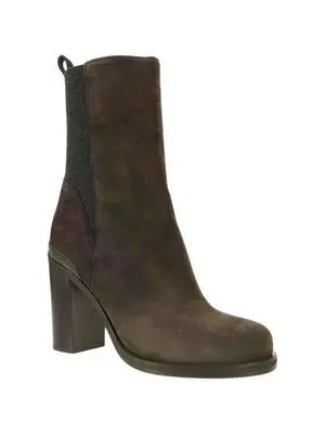 Brunello Cucinelli Monili-chain Suede Ankle Boots
