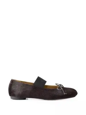MAISON MARGIELA Calf-hair Bow-detail Ballet Flats - Brown