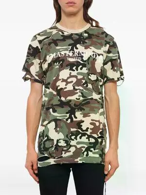 MASTERMIND WORLD Camo-print Distressed T-shirt - Green