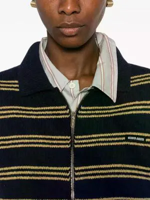 Miu Miu Striped Zip-up Cardigan