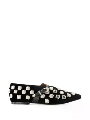 Toga Embellished Buckled Ballet Flats - Black