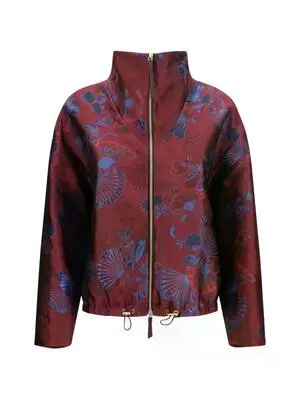 Giorgio Armani Floral Jacquard Funnel Neck Coat