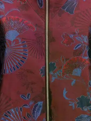 Giorgio Armani Floral Jacquard Funnel Neck Coat