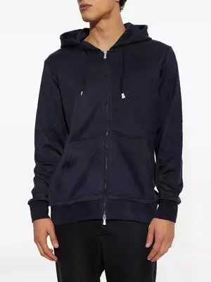 Eleventy Zip-up Drawstring Hoodie - Blue