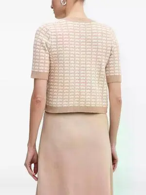 MORGAN Check-pattern Knit A-line Dress And Cardigan Set
