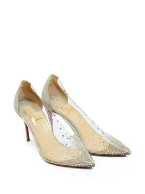 CHRISTIAN LOUBOUTIN Degrastrass Glitter-detail Heeled Pumps - Silver