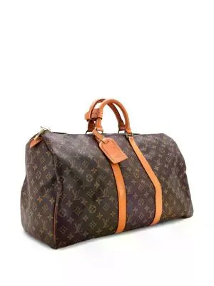 LOUIS VUITTON Monogram Canvas Keepall 50 Travel Bag - Brown