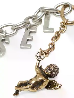 DIESEL® Cherub Letter Charm Keyring - Silver