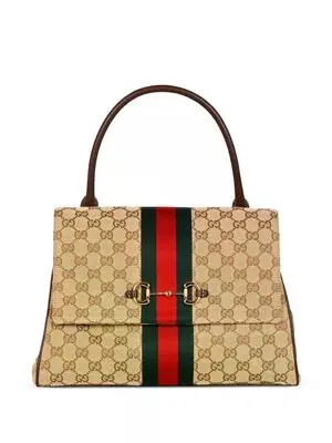 Gucci Medium Paparazzo Top Handle Bag With Web Detailing - Neutrals