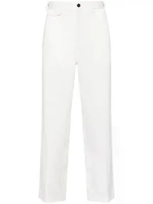 Gucci Web-detail Cotton Trousers - Neutrals