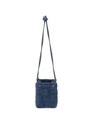 Bottega Veneta 2012-2026 Small Denim Maxi Intrecciato Cassette Bucket Bag - Blue
