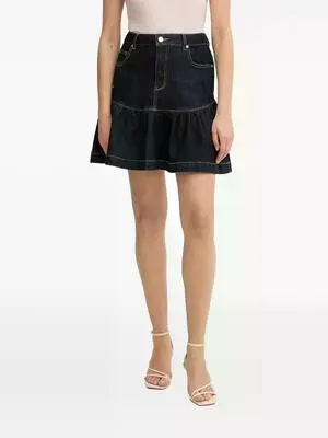 MORGAN Ruffled Denim Skirt - Blue