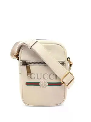 Gucci Off-white Leather Shoulder Bag With Web Detail - Neutrals