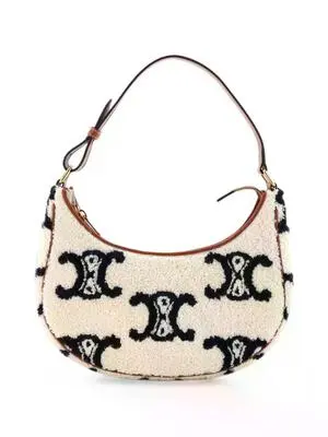 Celine Ava Hobo Bag Triomphe Embroidered Boucle Textile