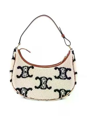 Celine Ava Hobo Bag Triomphe Embroidered Boucle Textile