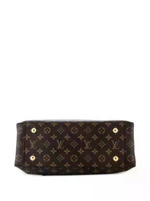 LOUIS VUITTON Flower Monogram Canvas With Leather Tote Bag - Red