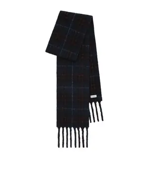 Burberry Wool-blend Narrow Check Scarf - Blue