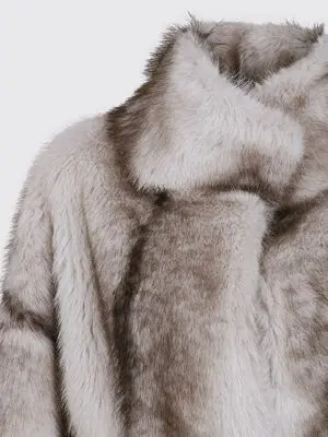 THE FRANKIE SHOP Abstract Pattern Faux Fur Long Robe Coat