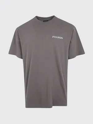 Filson Crewneck Cotton T-shirt With Front Contrast Logo - Cocoa