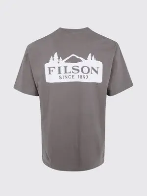 Filson Crewneck Cotton T-shirt With Front Contrast Logo - Cocoa