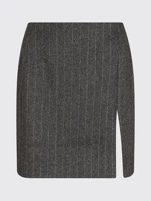 Andamane Pinstripe Midi Skirt - Grey