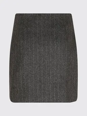 Andamane Pinstripe Midi Skirt - Grey