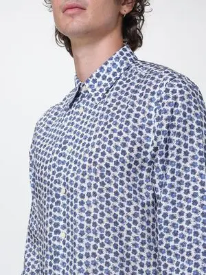 Paul Smith Slim Fit Floral Lyocell Shirt With French Collar - Navy