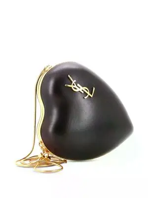 Saint Laurent Heart Chain Box Leather Small Clutch Bag