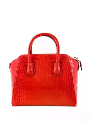 Givenchy Antigona Crocodile Embossed Leather Satchel - Red