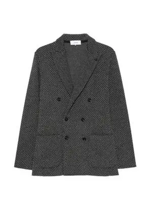LARDINI Chevron Double-breasted Jacket - Grey