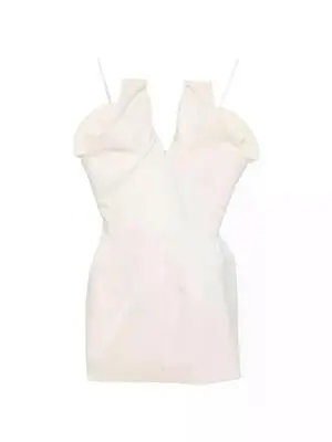 Magda Butrym Sculptural V-neck Mini Dress - Neutrals