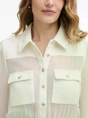 MORGAN Tweed-panelled Sheer-sleeve Mini Dress
