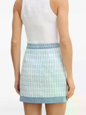 MORGAN Tweed-effect Denim-trim Mini Skirt