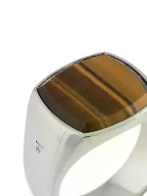 Tom Wood Cushion Tiger Eye Medium Ring - Silver
