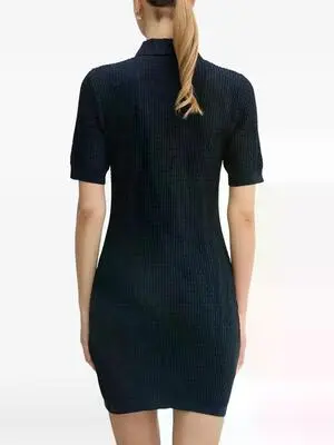 MORGAN Basket-weave Denim-collar Mini Dress