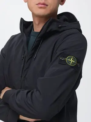 Stone Island Zip-up Hooded Jacket - Black